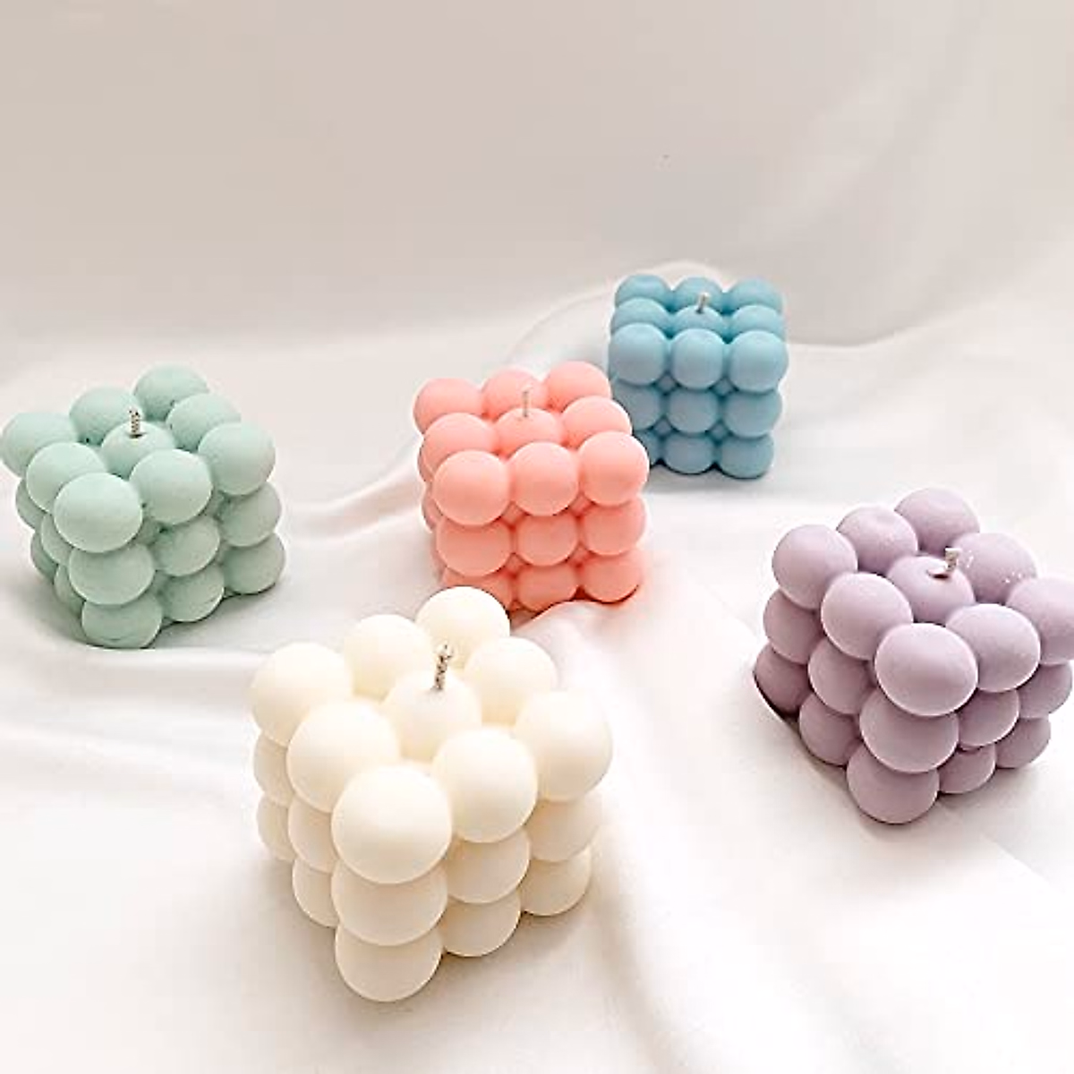 Hygge & Cwtch Bubble Candle | Handmade Soy Cube Candles Danish Pastel Room Decor Aesthetic Scented Aromatherapy Cute Shaped Decorations (Vanilla Cream, 1-Pack)