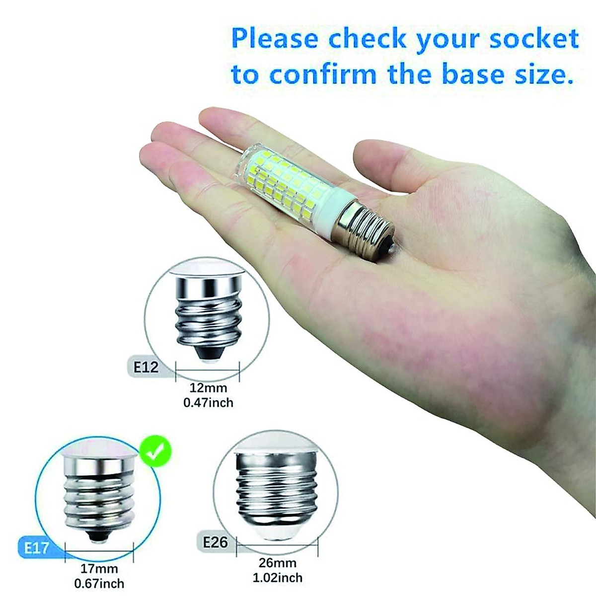 BonYei 8206232A Ceramic E17 LED Bulb for 7W Microwave Oven Appliance, 75W Halogen Bulb Equivalent, Daylight White 6000K, Pack of 2