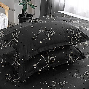 ZHH E-COMMERCE Kid's Mysterious Constellation Duvet Cover Twin Size and Stars Beding Set Queen Size with Bed Sheet for Bedroom Decor
