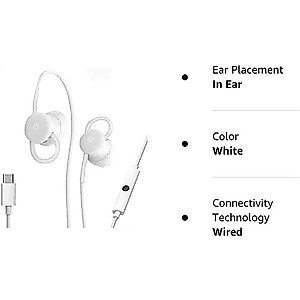UrbanX USB-C Wired Digital Earbud Headset Compatible with Google Pixel Phones and All Other Type C Audio Jack Phones – White
