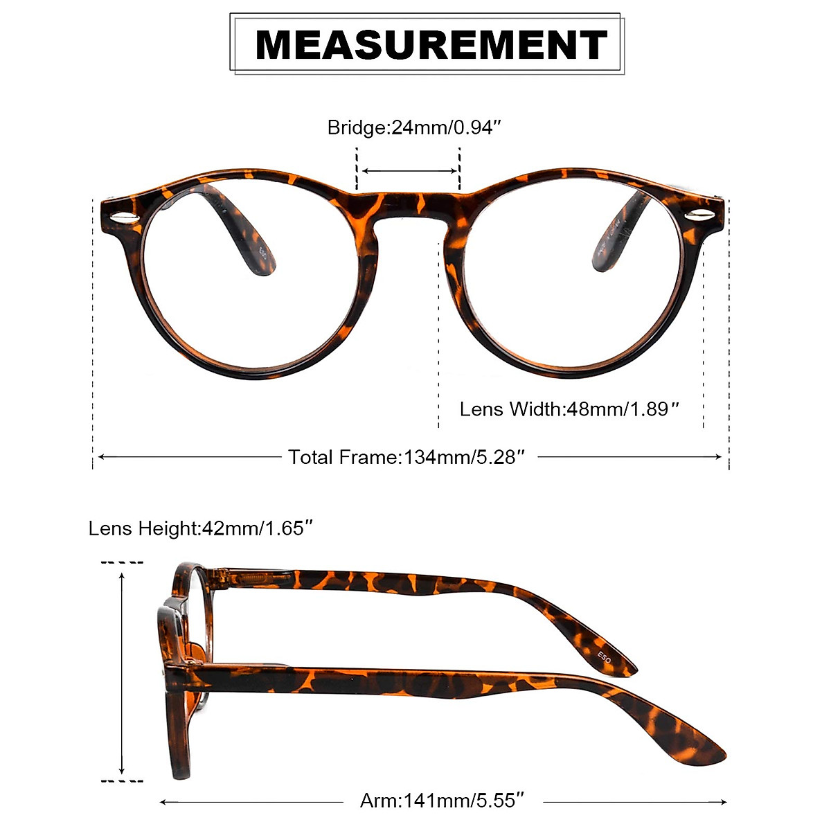 AMILLET 3-Pack Retro Round Reading Glasses Men Women Spring Hinges Lightweight Quality Readers, Pattern Design Glasses for Reading +1.50