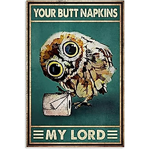 Owl Metal Tin Signs Owl And Wei'S'Sz Funny Poster Bar Cafe Living Room Living Room Bathroom Kitchen Home Art Wall Decorative Plaque Gift