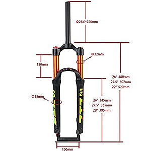 ZTZ MTB Fork Mountain Bike Suspension Fork26/27.5/29 Travel 120mm MTB Air Suspension Fork, Rebound Adjust 1 1/8 Straight Tube QR 9mm Manual/Remote Lockout