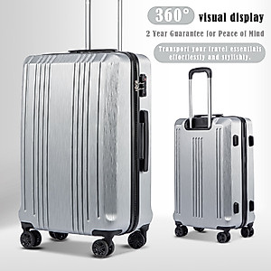 Coolife Luggage Expandable Suitcase PC+ABS 3 Piece Set with TSA Lock Spinner 20in24in28in