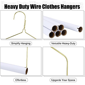 Didaey 20 Pcs Gold Dry Cleaner Hangers 18" Drapery Hanger and Tubes Tablecloth Hangers Blanket Hanger Drapery Hangers with Strong 10.5 Gauge Wire for Heavy Items