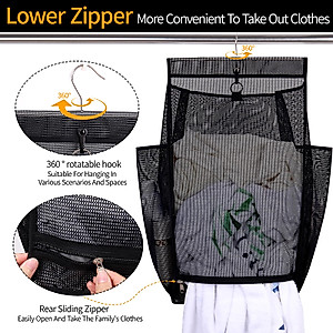 Hanging Collapsible Breathable Mesh Laundry Hamper,Fast Drying Portable Space Saving Storage Bag,Rv Laundry Hamper,Applied to College Dorm Rooms, Gym, Swimming and RV Travel (Black)
