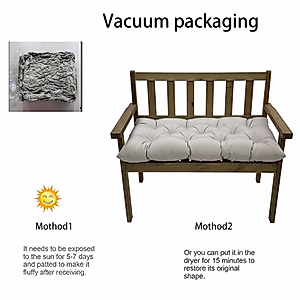 Eoieov Water-Proof Bench Cushions Outdoor, Non-Slip Tufted Graden Bench Cushion 47 * 20 inches for Shoe Storage, Swing,Water Resistent Pads Replacement for Outdoor Furniture, Black