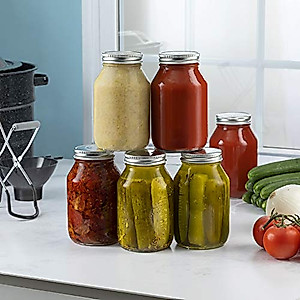 Paksh Novelty Glass Regular Mouth Mason Jars, 32 Oz Jars with Silver Metal Airtight Lids for Meal Prep, Dry Food Storage, Canning, Drinking, Overnight Oats, Jelly, Spices, Salads, Yogurt (6 Pack)