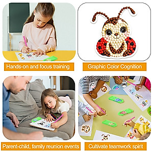 JM House 5D Diamond Painting Stickers Kits for Kids, 12Pcs Animals Gem Diamond Art for Kids,DIY Mosaic Stickers with Dots, Arts and Crafts Best Tween Gifts for Boys and Girls Age 4-6,6-8,8-10