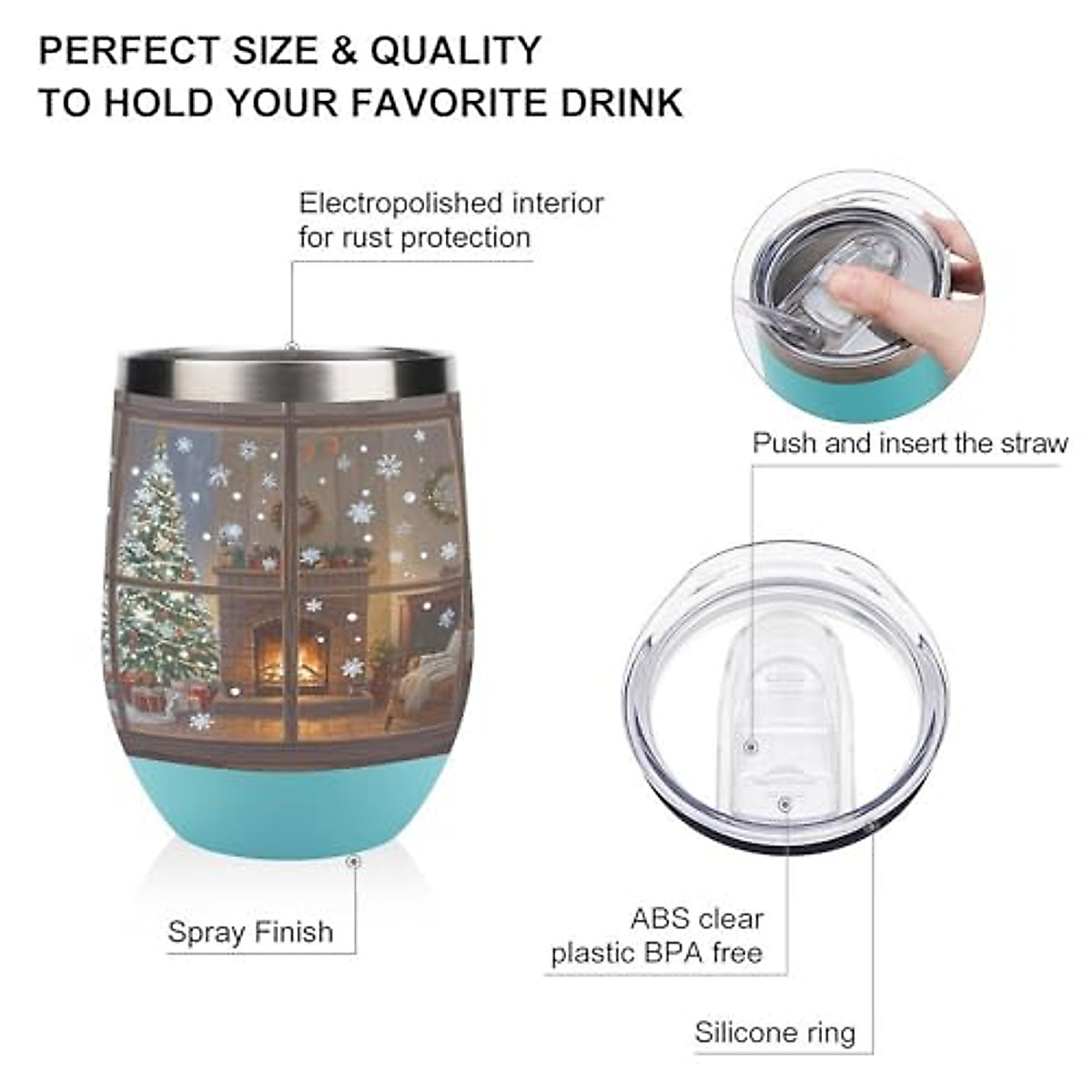WYUSPGK 304 Stainless Steel Insulated Cup, Warm Fireplace Print Smooth Rim, Durable & Reusable - Perfect for Office, Home, And Travel