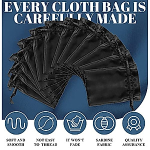 50 Pieces 3 x 4 Satin Bags with Drawstring Gift Pouch Mini Jewelry Bags Small Wedding Favor Bags Smooth Soft Satin Fabric Candy Pouches for Baby Shower Decoration (Black)