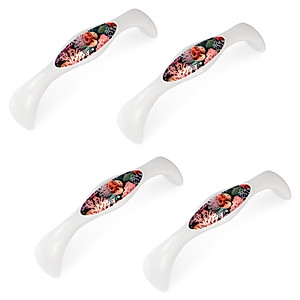RODAILYCAY Coral 4 Packs Kitchen Drawer Pulls, Crystal Glass Cabinet Handles Pulls, Cupboard Door Knobs, Kitchen Hardware Pulls for Dresser Drawers