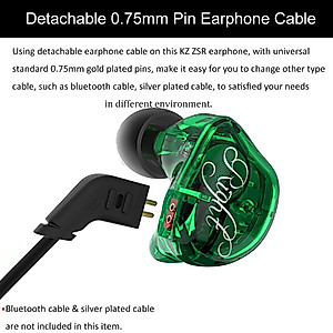 KZ Headphone HiFi Earbuds KZ ZSR Earphone with 2 Balanced Armature and 1 Dynamic Driver, Wired in Ear Earphone IEM with 0.75mm 2 Pin Removable Cable (White with Mic)…