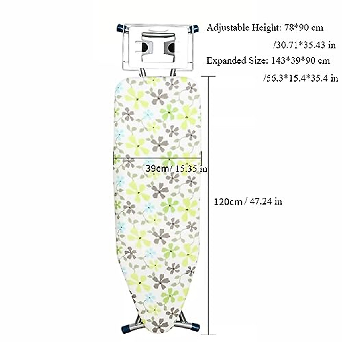 Metal Upright Ironing Board 5 Levels of Adjustable Height Iron Board with Non-Slip Feet Heat Resistant for Clothes Ironing