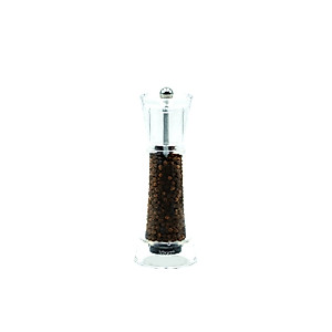 Bisetti Verona 17.5 cm / 6.9 Inch Clear Acrylic Pepper Mill With Adjustable Carbon Grinder