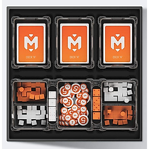 UniqTraySystem 5-Pack Token Two-Cell Box for Board Game Pieces, Meeples, Dice, Tokens (5 modular trays with a transparent removable lid)