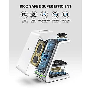 Wireless Charging Stand, GEEKERA 3 in 1 Wireless Charger Dock Station for iPhone 14 Pro Max/14 Pro/14 Plus/13/12/11/X/8 Series, Apple Watch Ultra/SE/8/7/6/5/4/3/2, AirPods Pro/3, Samsung Qi Phones