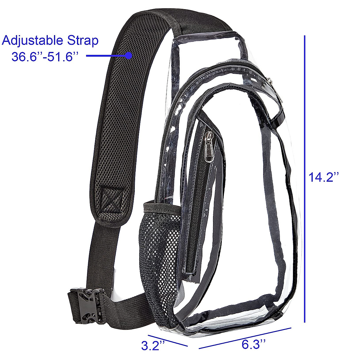 gdbis Clear Sling Bag Stadium Approved, Multipurpose Clear Shoulder Backpack, Casual Chest Daypack for Hiking, Stadium or Concerts
