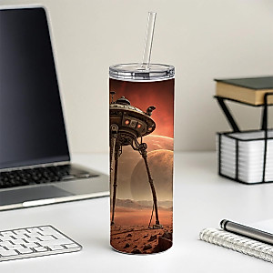 Martian Tripod War Machine Sci-fi From War Of The Worlds Skinny Tumbler 20oz with Straw Insulated Water Bottle Gift