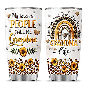 Grandma Rainbow, Tumblers Print Coffee Leopard Nana Granny Cup Cups Handle Cheetah Water, Tumbler 20 Oz With Lid And Straw, Grandma Gifts