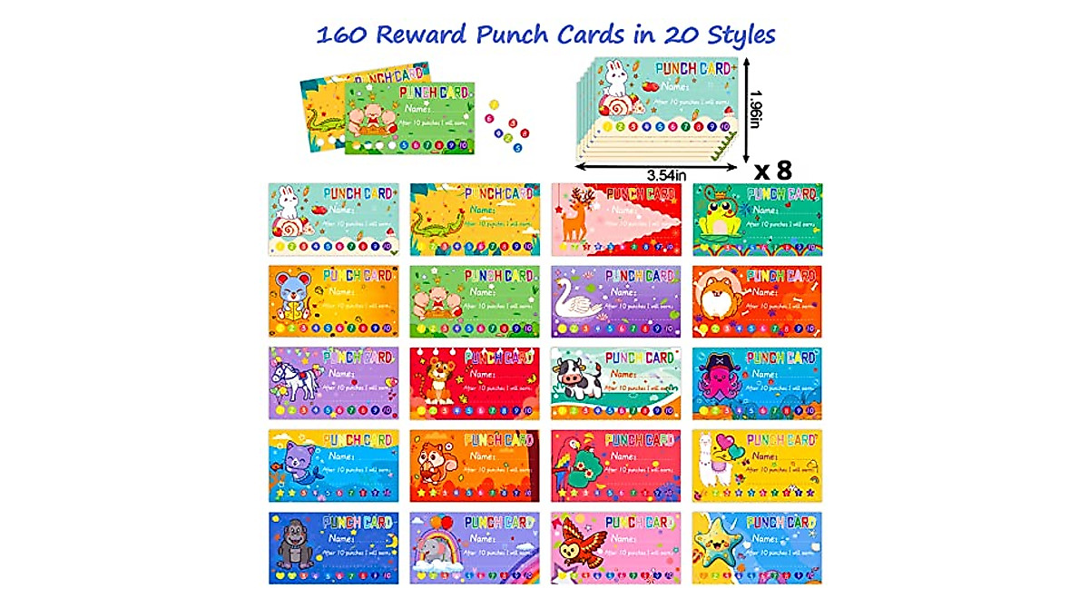 160 PCS Behavior Punch Cards for Kids - Reward & Incentive System