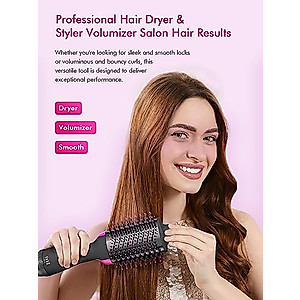 Hair Dryer Brush Blow Dryer: Hot Air Brush One-Step Hairdryer and Styler Volumizer for Drying Volumizing Smoothing Women Hair Oval Barrel - Heated Hair Brush Dryer