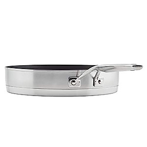 KitchenAid 3-Ply Base Brushed Stainless Steel Nonstick Round Grill Pan/Griddle, 10.25 Inch