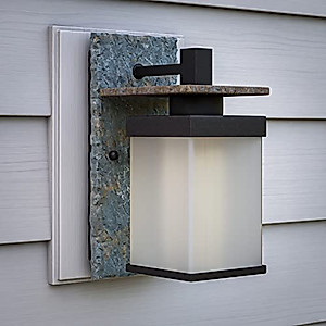Kenroy Home 70281COP Boulder 1 Light Small Wall Lantern with Natural Slate with Copper Finish, Rustic Style, 11" Height, 4.75" Width, 7.25" Depth
