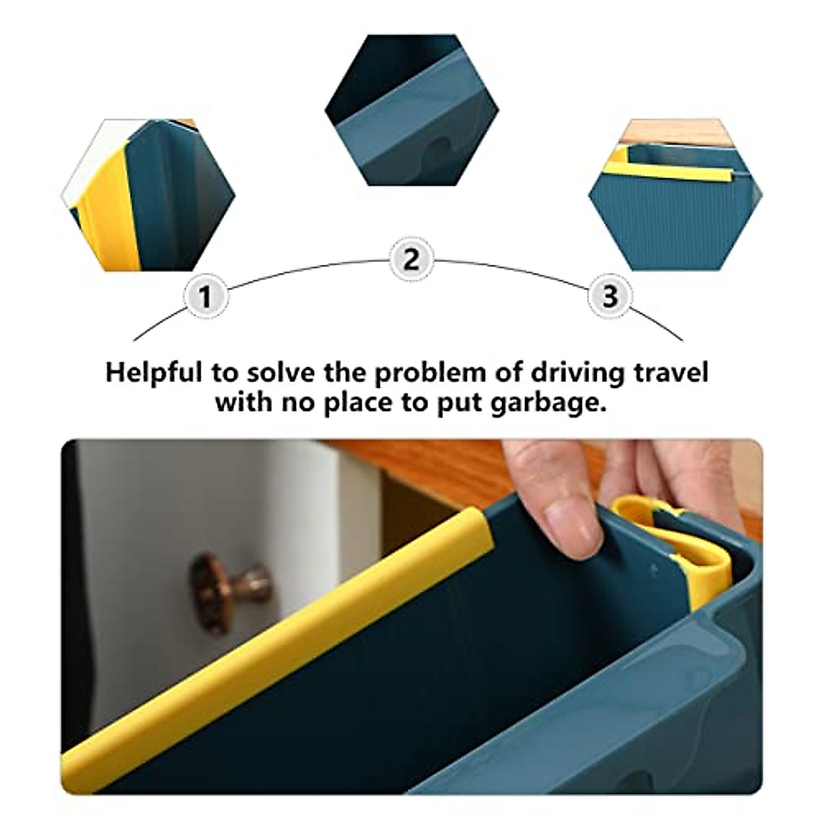 ARTIBETTER 3pcs Foldable Folding Wastebasket Basket Saving Mounted Door Can Supplies Hanging Closable Car Kitchen Cabinet Small Home Bathroom Container Bedroom Mini for Recycling Bucket