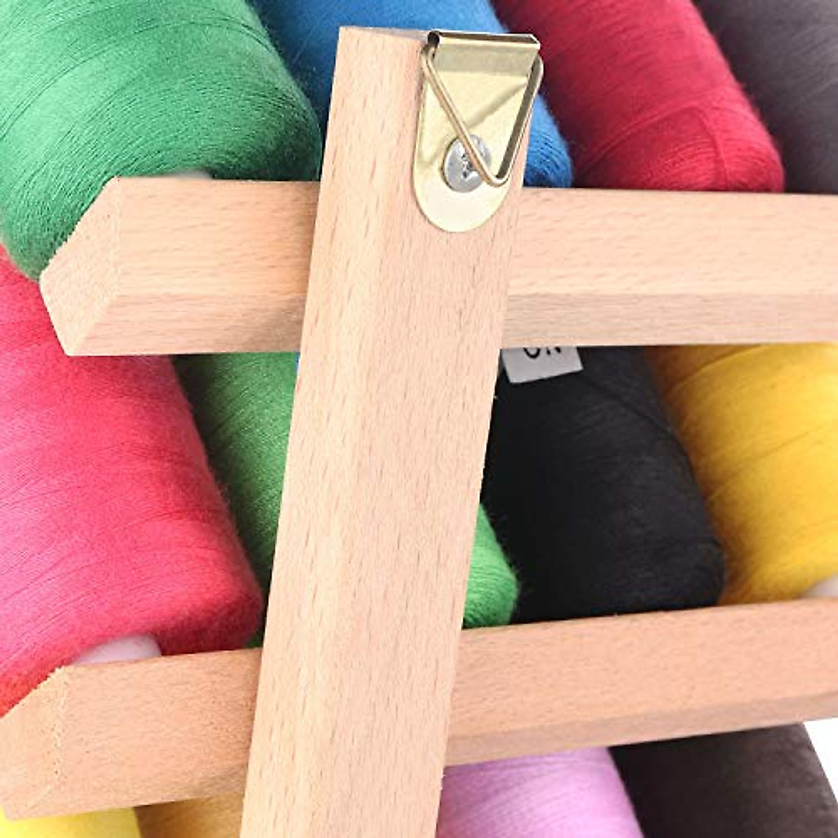 Kurtzy 60 Spool Wooden Thread Rack Holder - Thread Organiser Stand with Wall Hanging Hooks - Standing or Wall Mounted - Beech Wood Sewing Spool Holder for Embroidery, Quilting and Sewing Threads