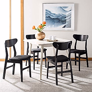 Safavieh Home Lucca Retro Black and Black Cushion Dining Chair, Set of 2, Wood