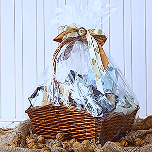 Yotelab Extra Large Cellophane Bags, 40x50 Inch Clear Cellophane Wrap for Gift Baskets, 10Pcs Jumbo Huge Clear Basket Bags