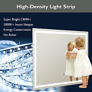 Salfanre 20x28 Led Bathroom Mirror with Lights and Black Aluminum Frame, Led Mirror for Bathroom Wall Mounted, Smart Led Vanity Mirror, Dimmable, Anti-Fog, Shatter-Proof(Horizontal/Vertical)