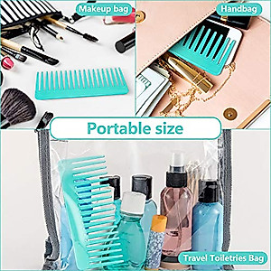 Large Hair Detangling Comb, Wide Tooth for Curly, Wet Dry Hair, No Handle Comb Styling Shampoo Comb (White, Cyan)