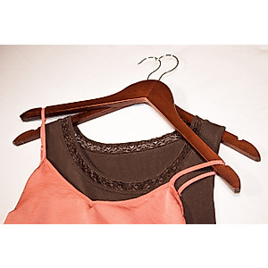 Topline Classic Wood Shirt Hangers - Mahogany Finish (20-Pack)