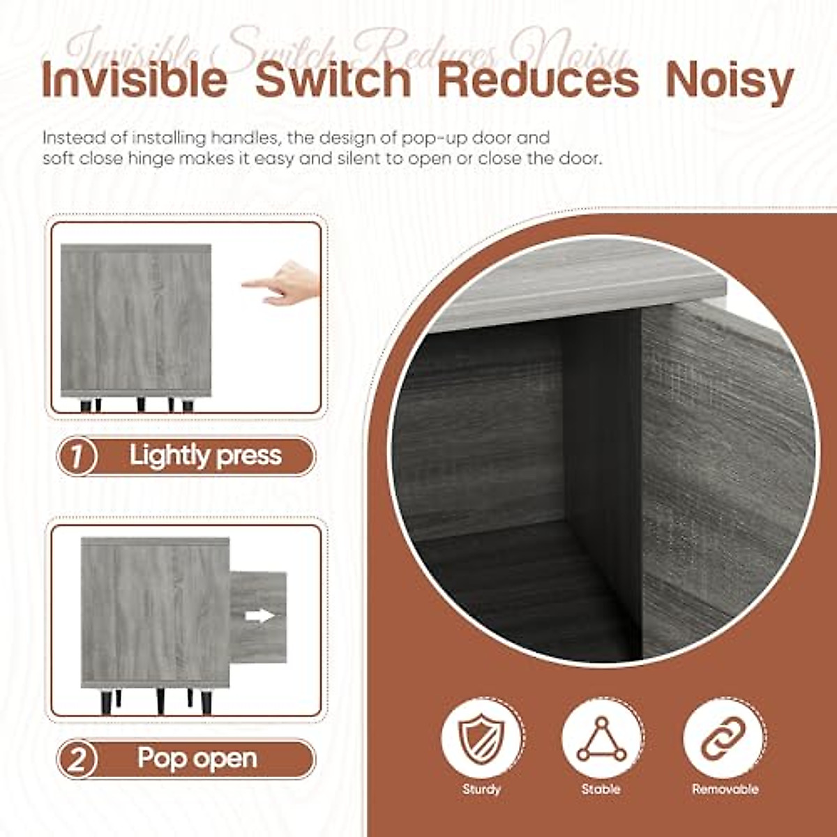 YESHOMY Modern TV Stand for 65" Television, Entertainment Center with Two Storage Cabinets, Retro Style Media Console for Living Room, Bedroom, Office, 58 Inch, Light Gray