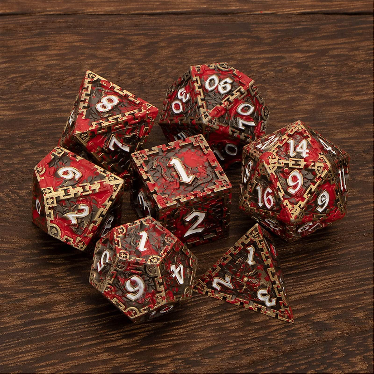Metal DND Dice Set, RUNFNG D&D Dice Set with Box, Metal Polyhedral Dice Set for Dungeons and Dragons RPG Role Playing Games - D20 D12 D10 D8 D6 D4 D&D Dice Set