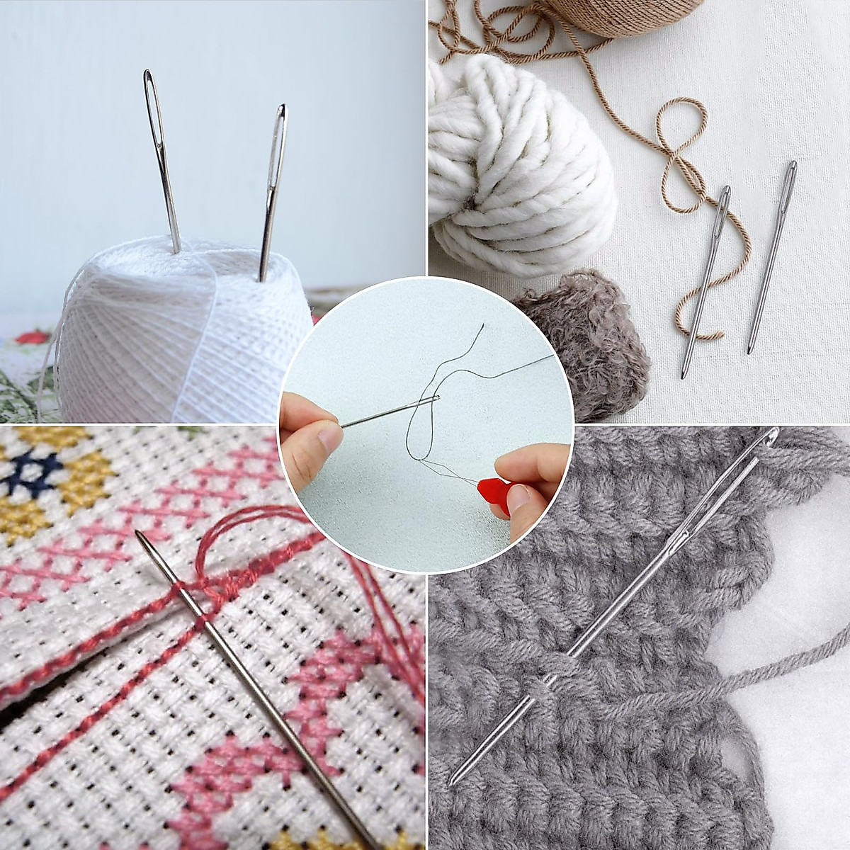 FIVEIZERO 80/40 PCS Large-Eye Blunt Needles,8 Sizes Stainless Steel Yarn Knitting Needles,Sewing Needles,Crafting Knitting Weaving Stringing Needleswith Threaders for Finishing Off Crochet Projects CJ