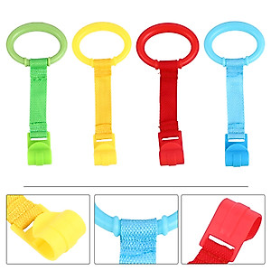 Kisangel 4pcs Baby Play Gym Baby Crib Pull Ring Baby Bed Stand Up Rings Nursery Baby Cot Rings Toddler Activity Kids Walking Training Tool