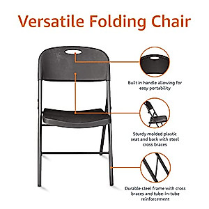 Amazon Basics Folding Plastic Chair with 350-Pound Capacity - Black, 6-Pack