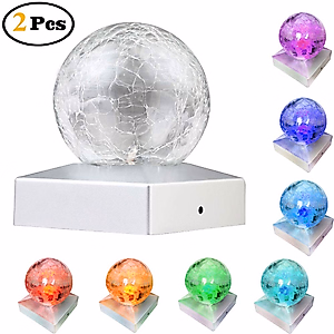 SUNNYPARK Solar Fence Post Cap Light, 4x4, Color Changing, Waterproof, Outdoor, Wooden or Vinyl Post, Garden Lights, Solar Powered, Crackle Glass Design