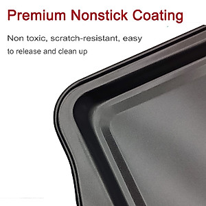 NBFTLTOP Baking Pan for Oven Non-Stick Baking Sheet Set of 4 w/Silicone Handles,Carbon Steel Baking Tray