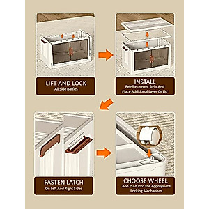 Altreeak 40 Qt Plastic Storage Bin Organizers 3 Layer | Foldable Storage Box | Storage Bins with Lids | Stackable Storage Bins