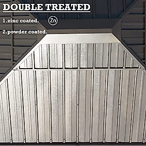 Kozyard Alexander Permanent Hardtop Gazebo Aluminum Gazebo with Galvanized Steel Double Roof with Mosquito Net and Privacy Sidewalls (Alexander 10'x12'(Brown)