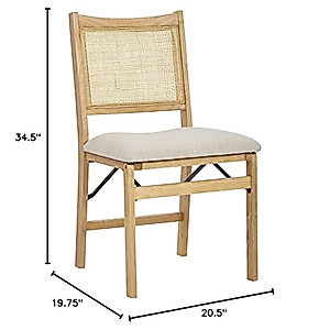 Powell Kasi Beige Rattan Cane Folding Foldable Dining Side Chair, Natural