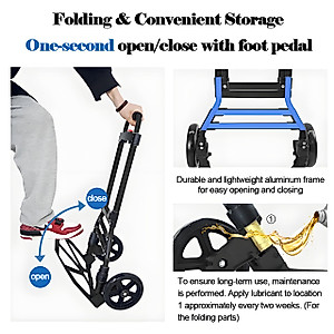 RJTEK【Material upgrading】 Folding Hand Truck and Dolly 220lb Capacity, Telescoping Handle, Heavy-Duty Luggage Trolley Cart Lightweight, Hand Cart and Dolly Ideal for Home, Auto, Office,Travel Use