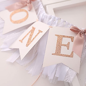 Rose Gold, Blush & White Highchair Banner - 1st Birthday Banner, One Highchair Banner, One Banner 1st Birthday, 1st Birthday Highchair Banner, 1st Birthday Party Decoration