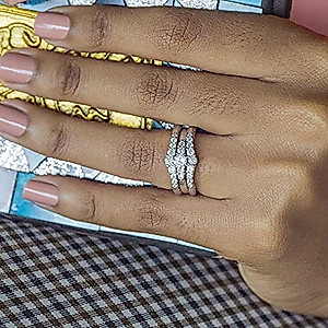 TwoBirch Sterling Silver Vintage Ring Guard with Filigree Designs With Cubic Zirconia (0.71 ct.) (sterling-silver, 9)