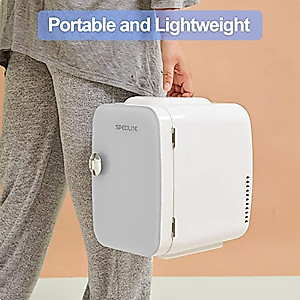 SPECILITE Mini Fridge for Skin Care, Portable Beauty Fridge with Eraser Board Door and Bead Chain(4 Liter/6 Can) Cooler and Warmer, Personal AC/DC Refrigerator for Makeup, Food, Travel, Bedroom