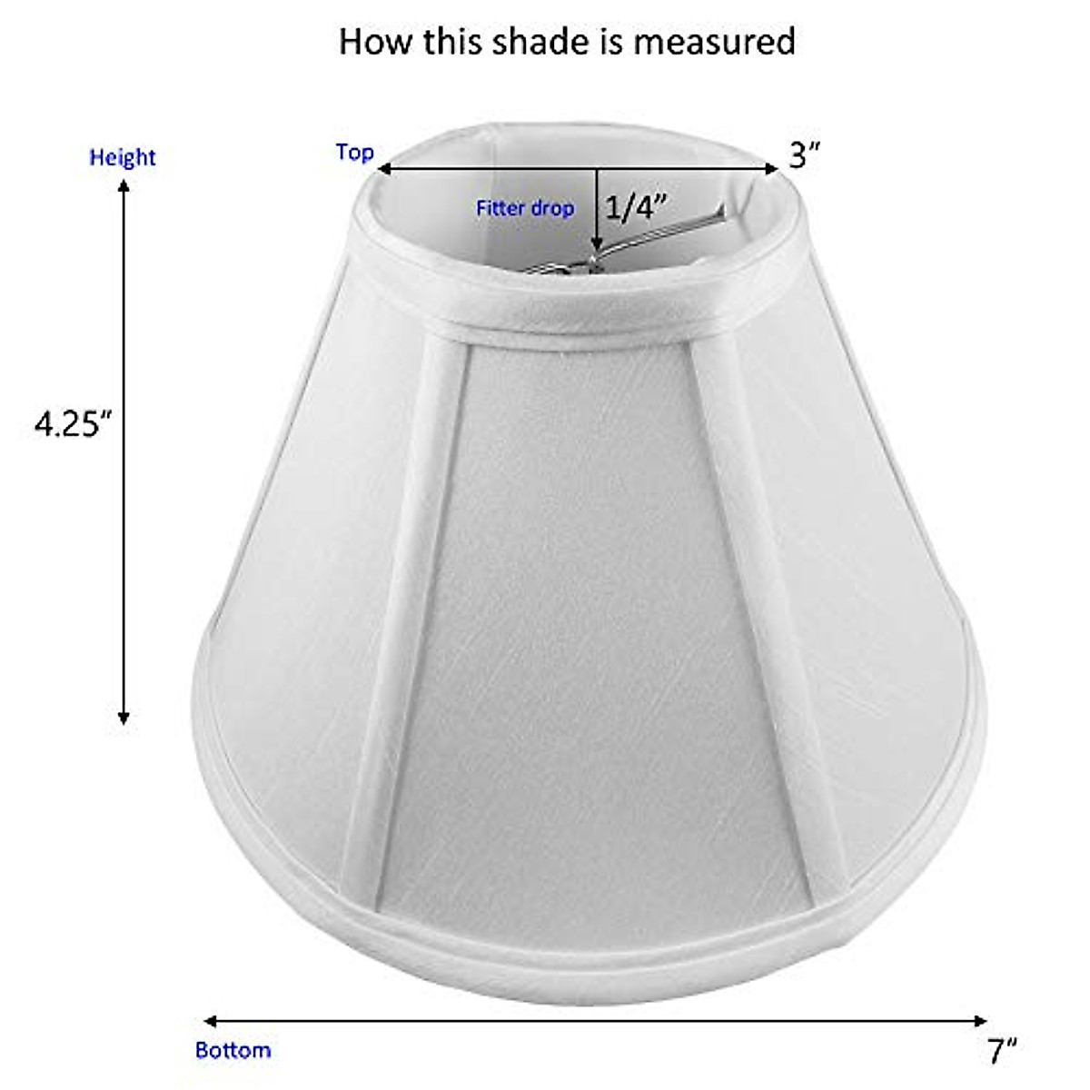 American Pride Soft Shantung Round Tailored Lampshade, 3 x 7 x 4.25-Inch, White